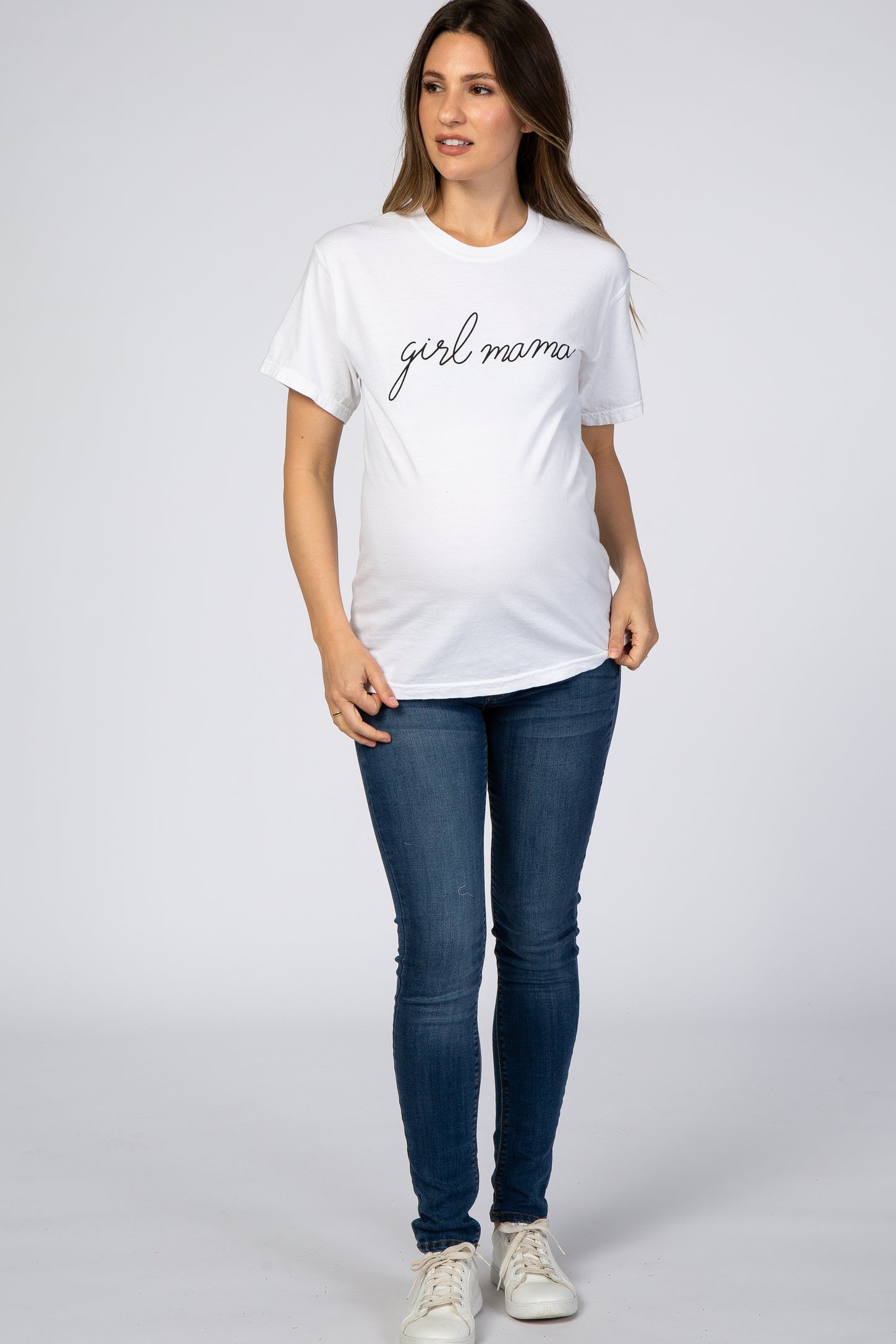White "Girl Mama" Graphic Maternity Tee– PinkBlush