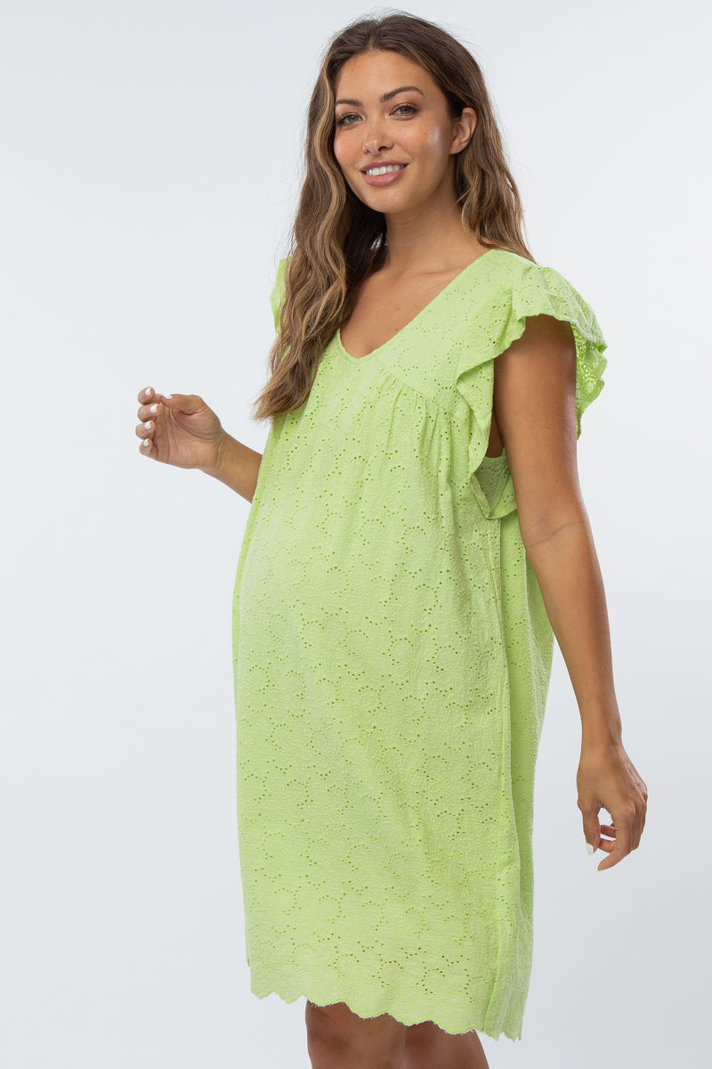 Lime Green Eyelet Maternity Dress– PinkBlush