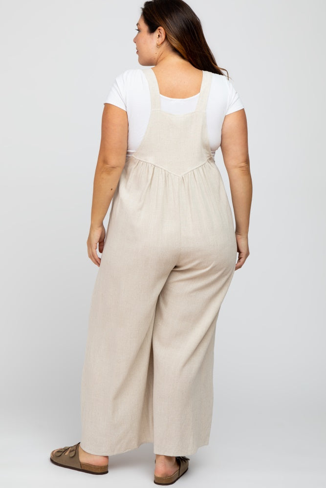 Beige Linen Plus Overalls – PinkBlush