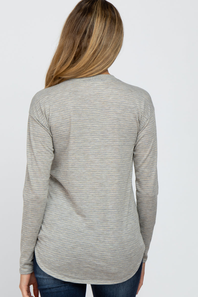 Heather Grey Plaid Print Long Sleeve Maternity Top– PinkBlush