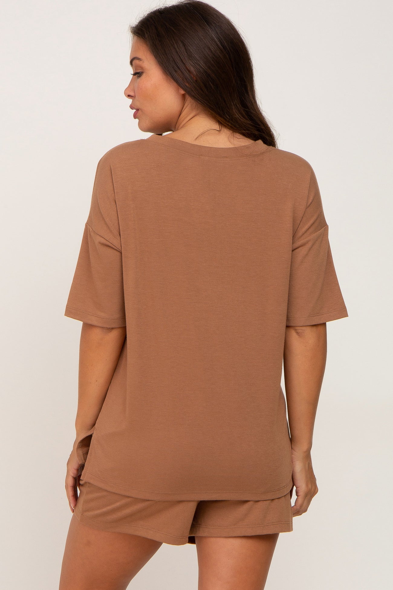 Camel Pocket Front Maternity Pajama Short Set – PinkBlush