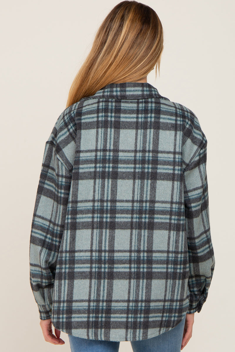 Mint Green Plaid Front Pocket Maternity Shacket – PinkBlush