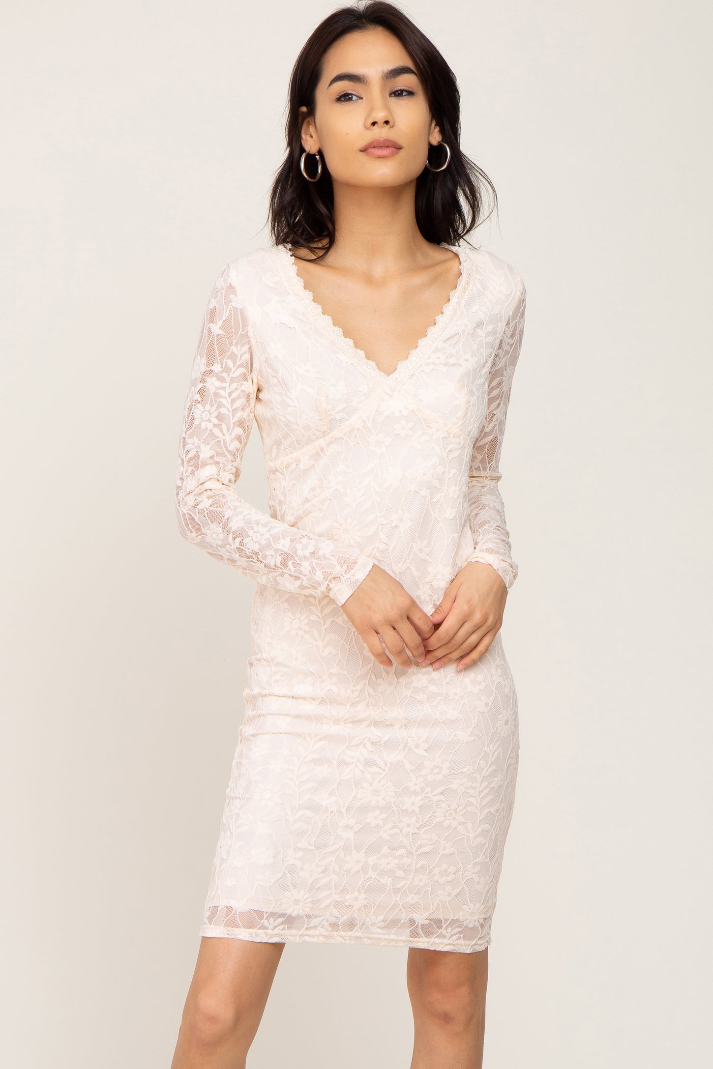 Cream Lace Cocktail Dress