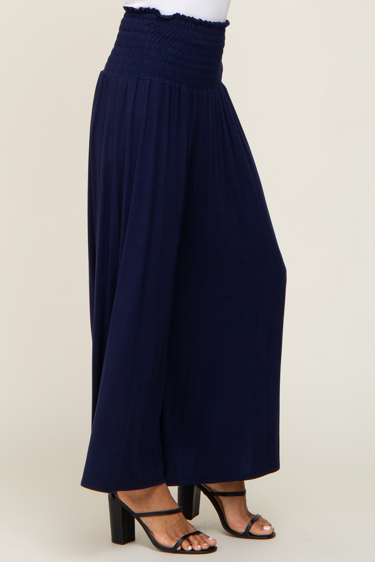Navy Smocked Wide Leg Pants– PinkBlush