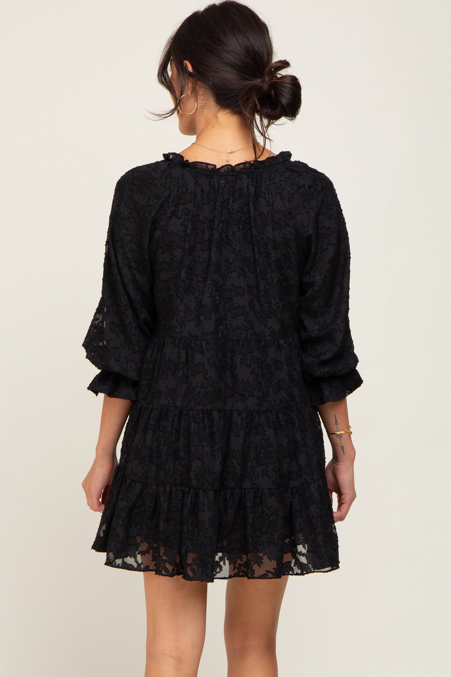 Black Floral Mesh Overlay Mini Dress– PinkBlush