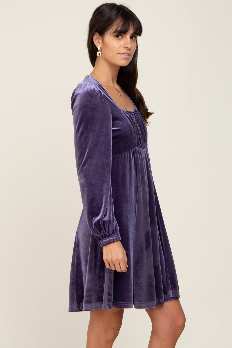 Purple Velvet Ruched Top Dress– PinkBlush