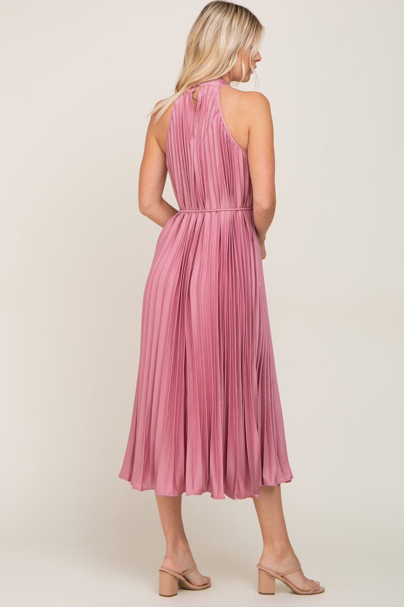 Pink Pleated Halter Dress – PinkBlush
