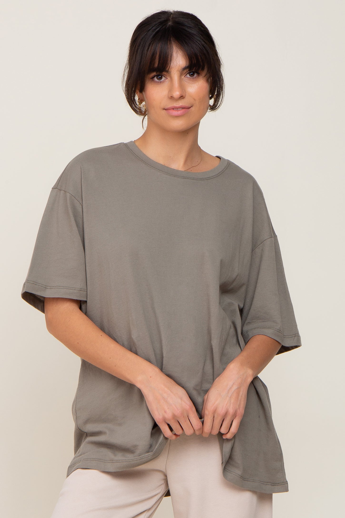 Olive Basic Oversized Tee– PinkBlush