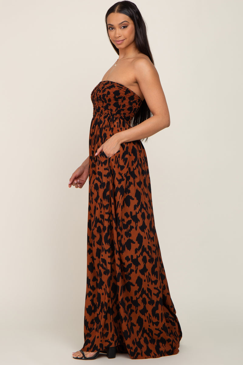 Rust Animal Print Strapless Jumpsuit – PinkBlush