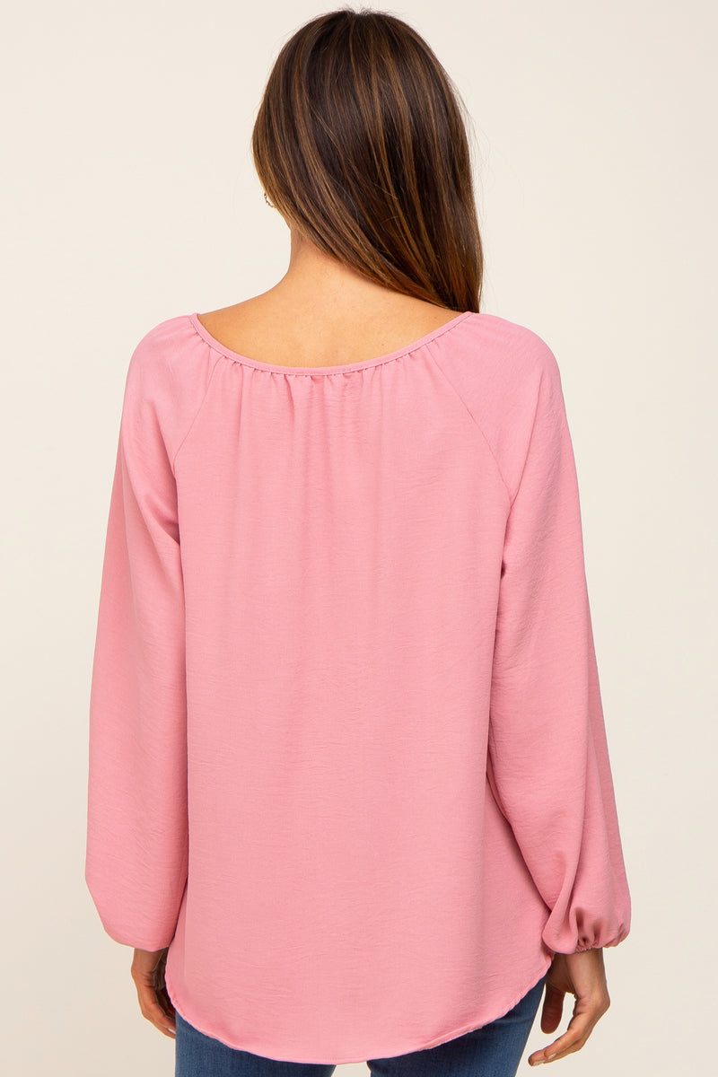 Mauve Long Puff Sleeve Blouse– PinkBlush