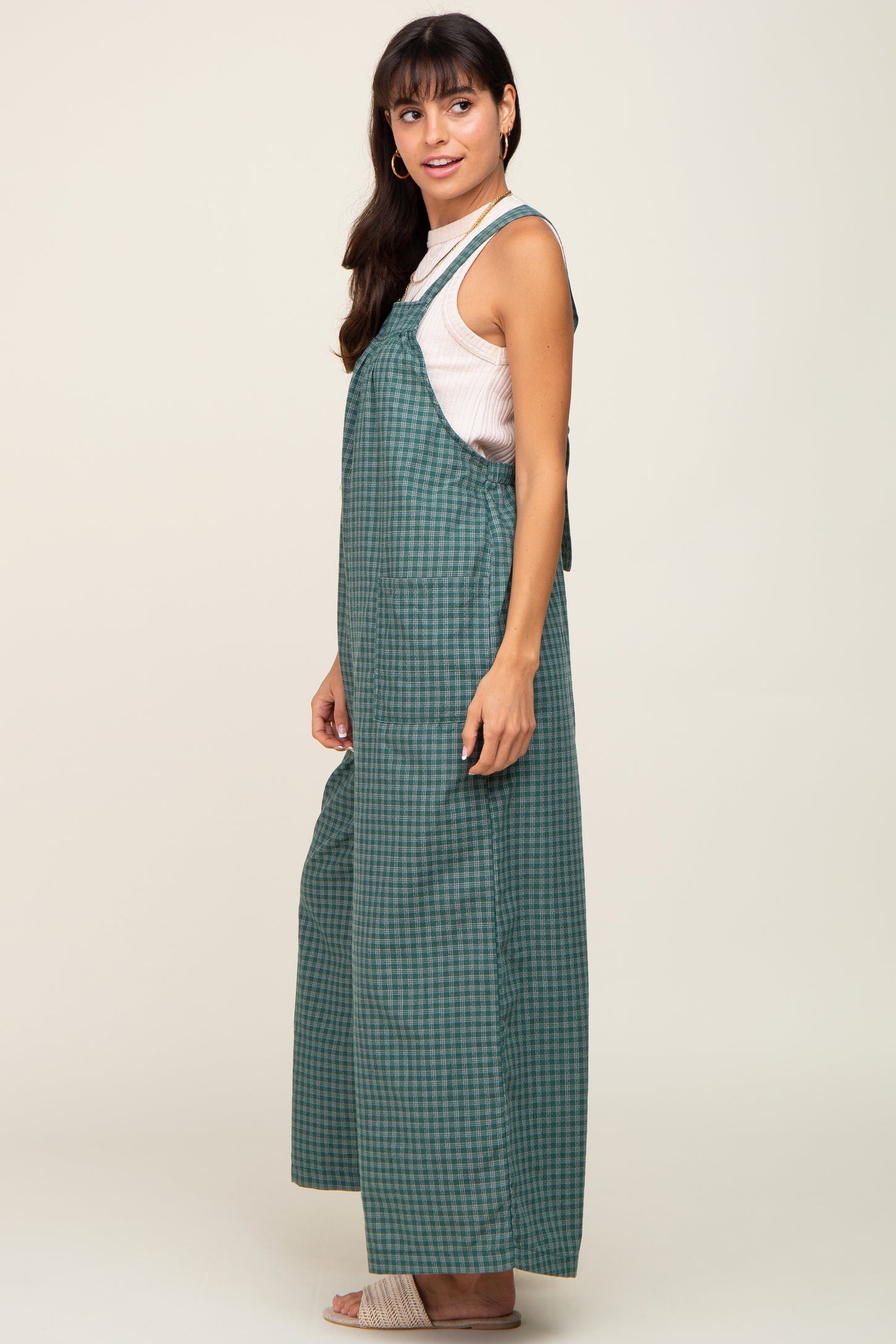 Forest Green Plaid Tie Back Overall– PinkBlush