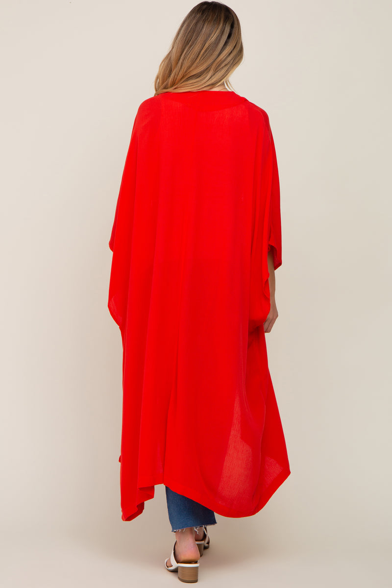 Red Open Front Long Maternity Coverup– PinkBlush