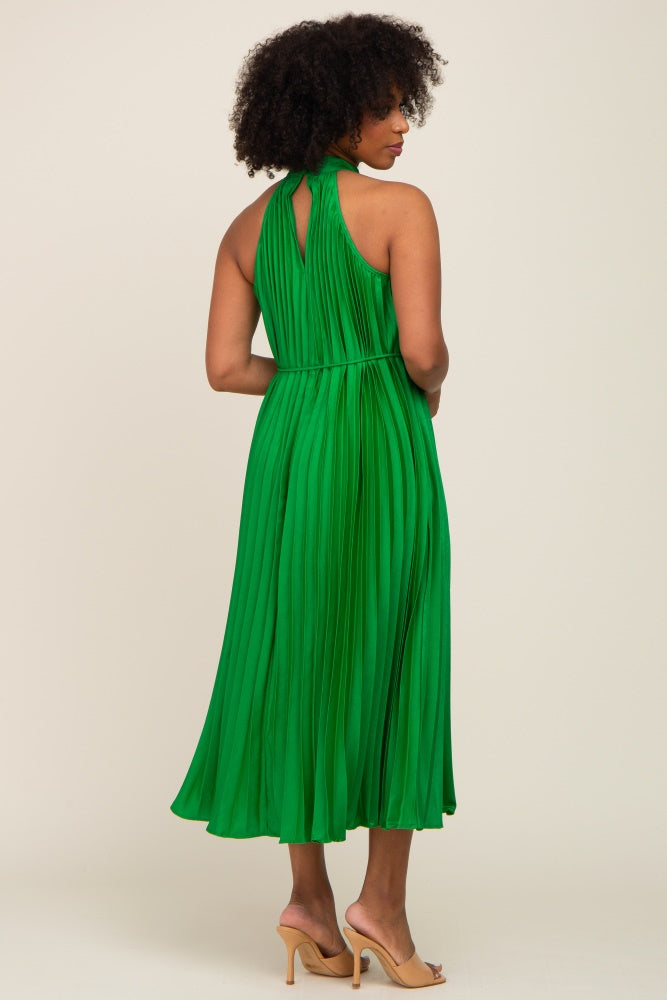 Green Pleated Halter Dress – PinkBlush