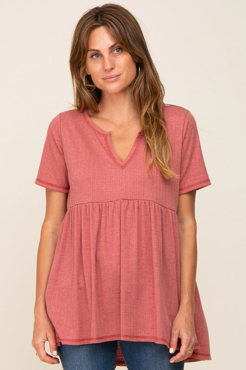 Red V Neck Top– PinkBlush