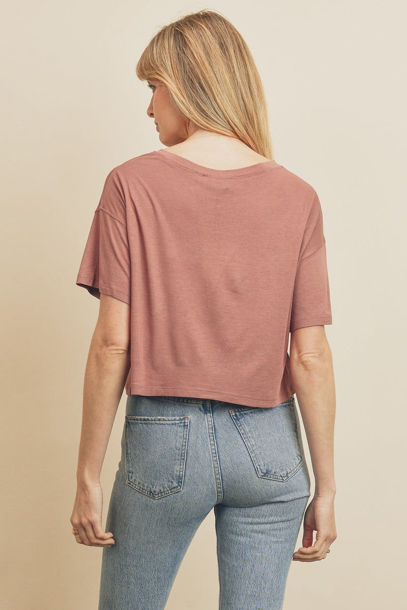 Brick Rose Cropped Boxy Tee – PinkBlush
