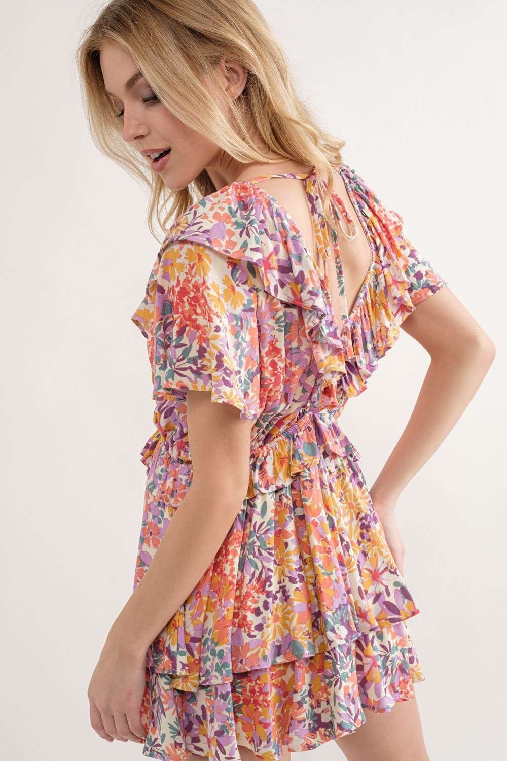 Pink Floral Ruffle Romper– PinkBlush