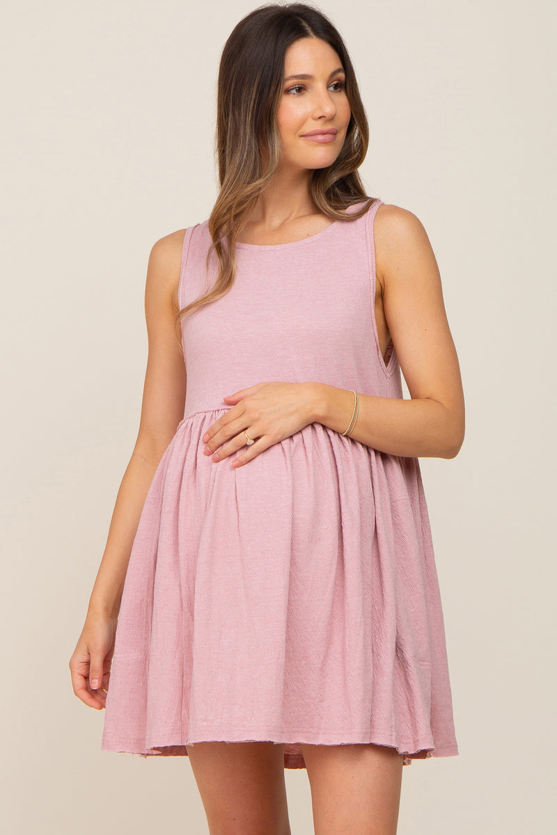 Mauve Sleeveless Babydoll Maternity Mini Dress– PinkBlush