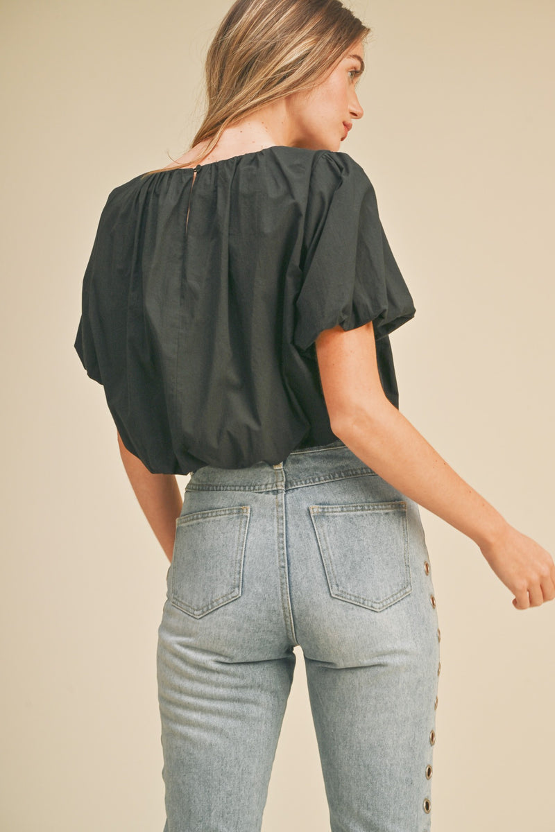 Black Cropped Bubble Top– PinkBlush