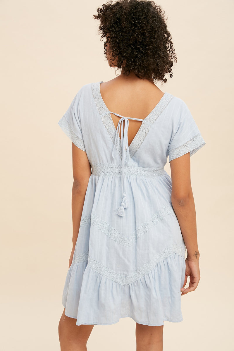 Powder Blue Surplice Tiered Mini Dress – PinkBlush