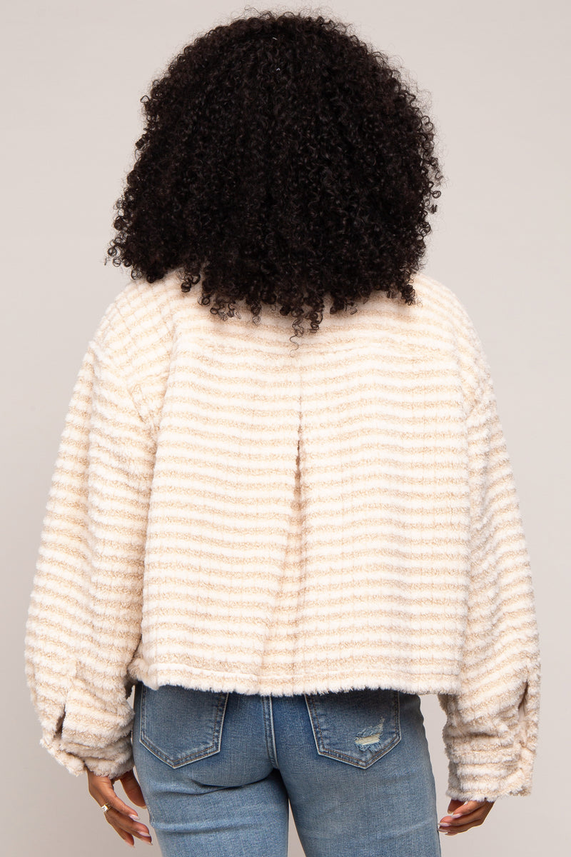 Cream Fuzzy Front Pocket Jacket – PinkBlush