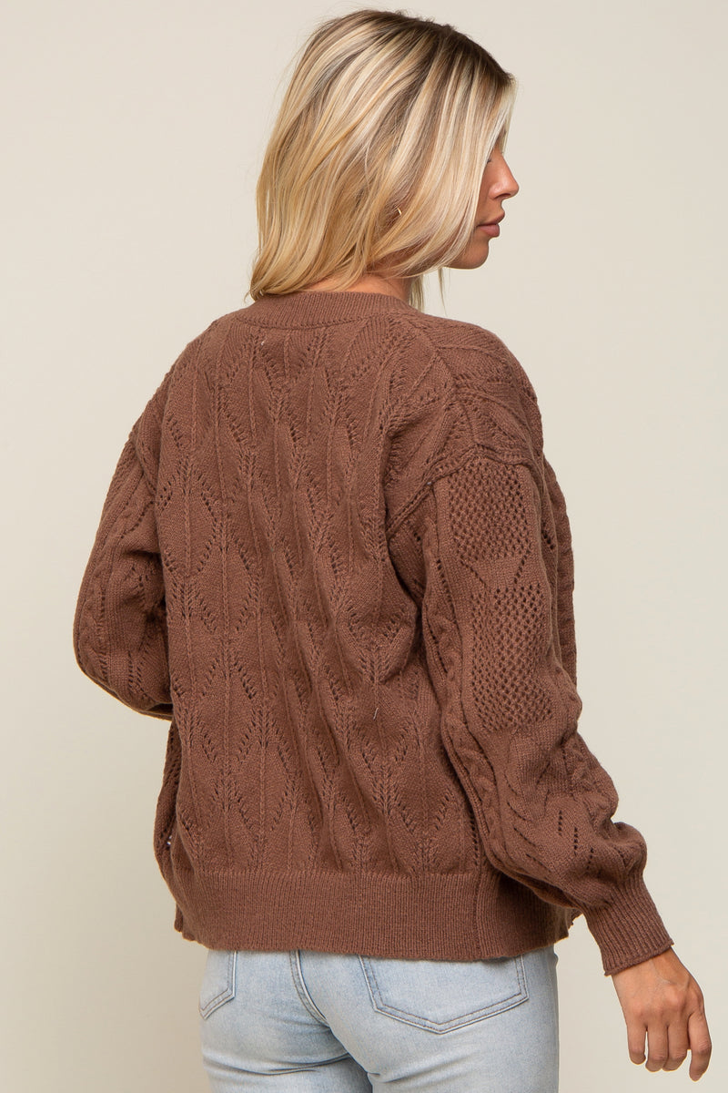 Dark Mocha Mixed Knit Cardigan – PinkBlush
