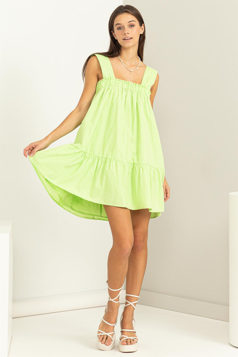 Green Sleeveless Ruffled Mini Dress– PinkBlush