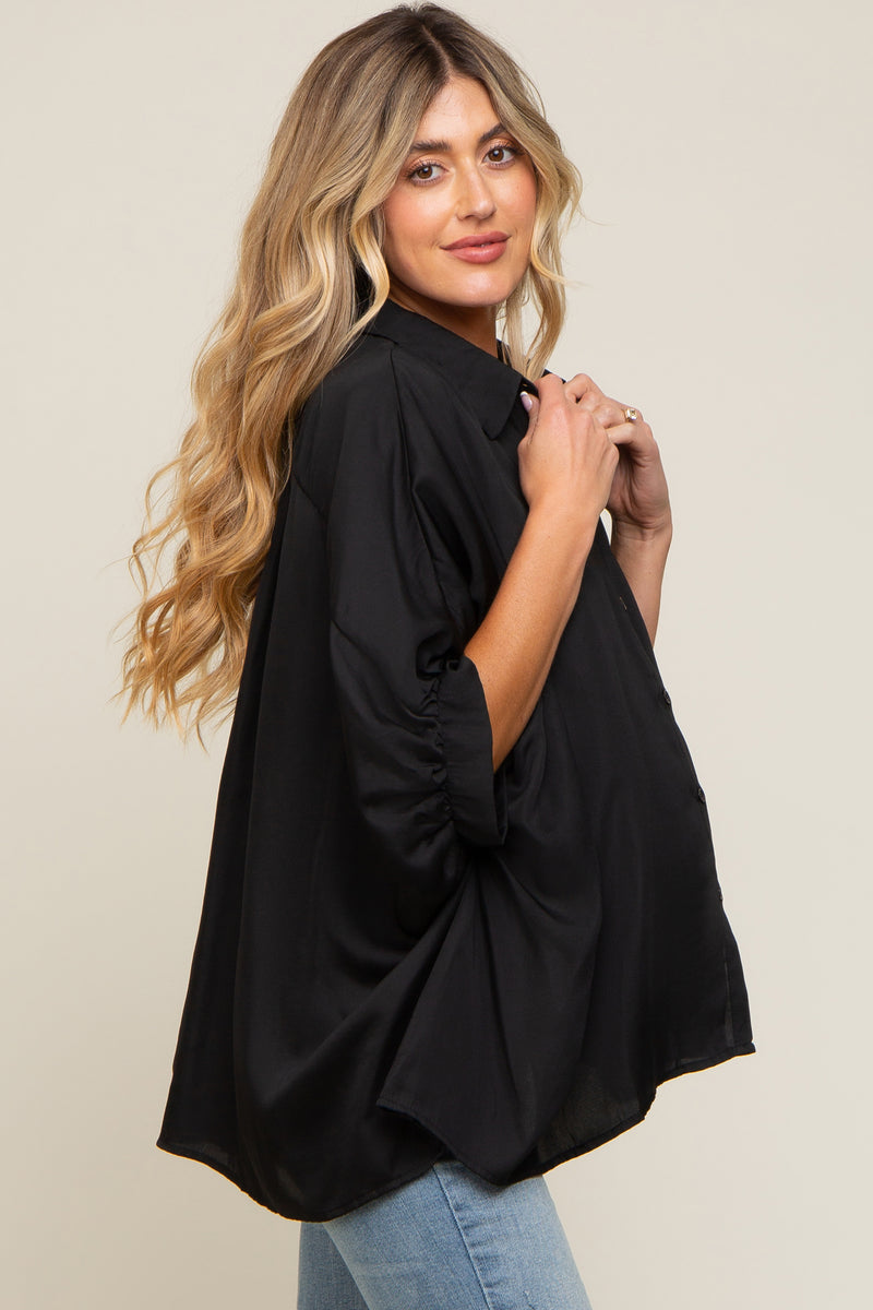 Black Oversized Button Down Maternity Blouse– PinkBlush