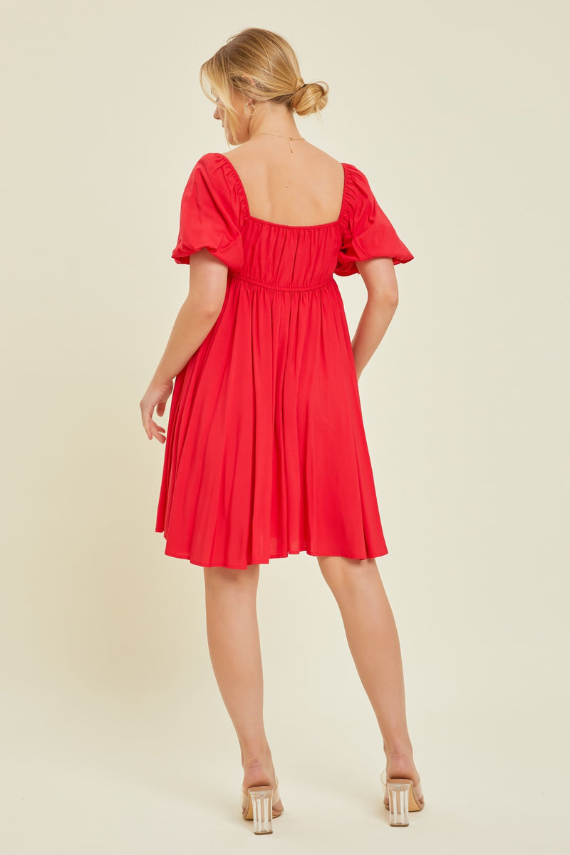 Red Puff Sleeve Dress – PinkBlush