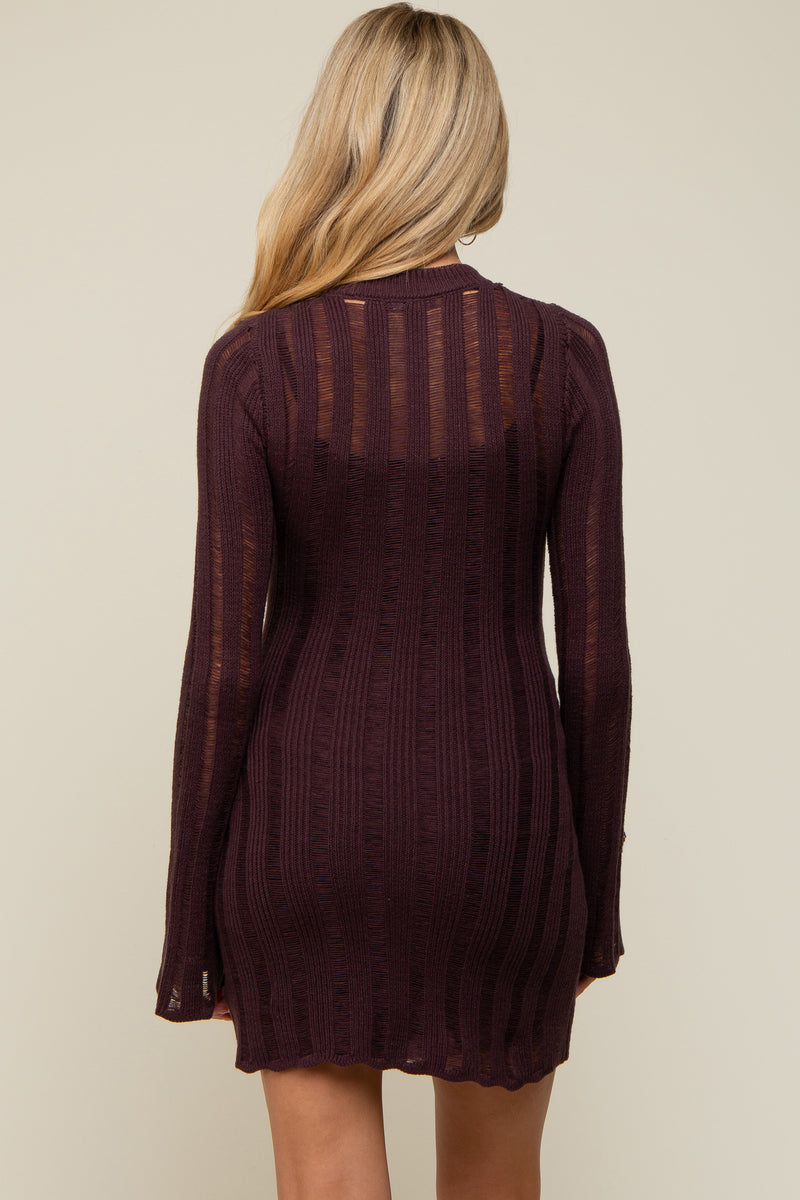 Brown Ladder Knit Long Sleeve Maternity Dress/Tunic– PinkBlush