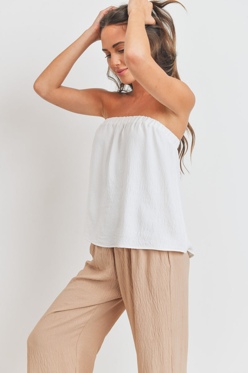 Off White Back Keyhole Woven Tube Top– PinkBlush
