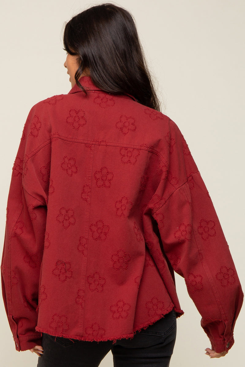 Rust Floral Embroidered Shirt Jacket – PinkBlush