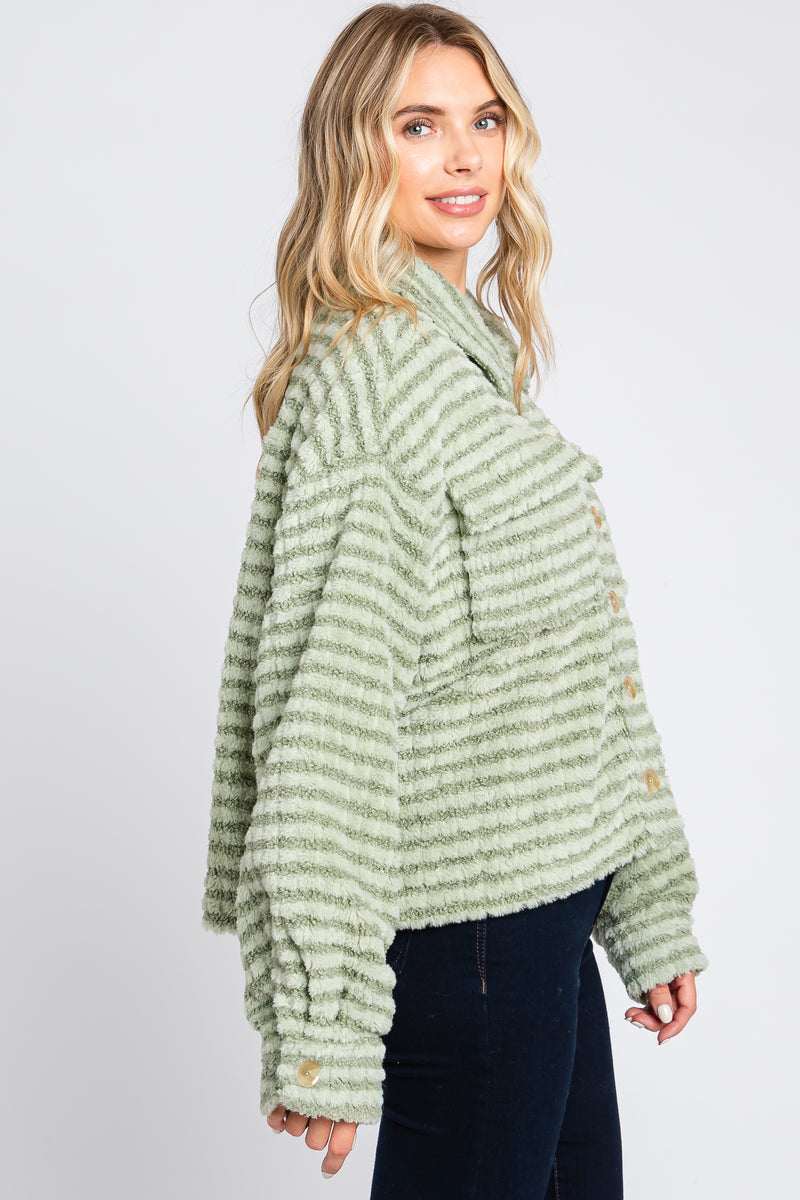 Light Olive Fuzzy Front Pocket Jacket– PinkBlush
