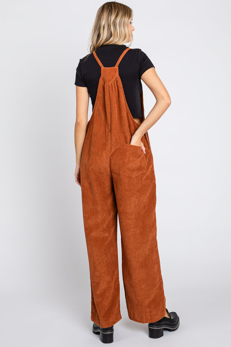 Rust Corduroy Wide Leg Overalls – PinkBlush
