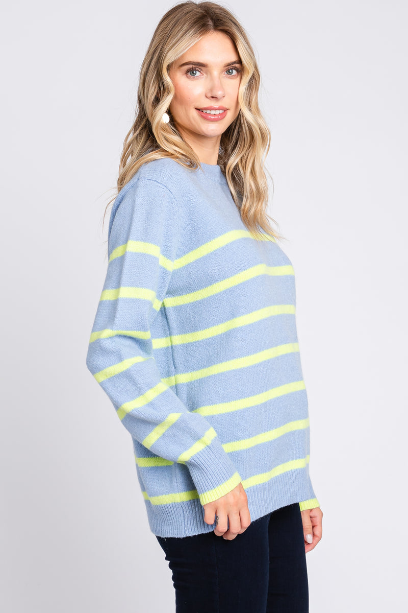 Light Blue Neon Striped Sweater – PinkBlush