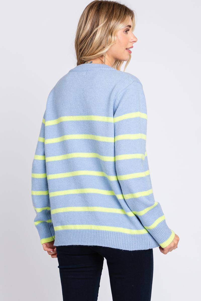 Light Blue Neon Striped Sweater – PinkBlush