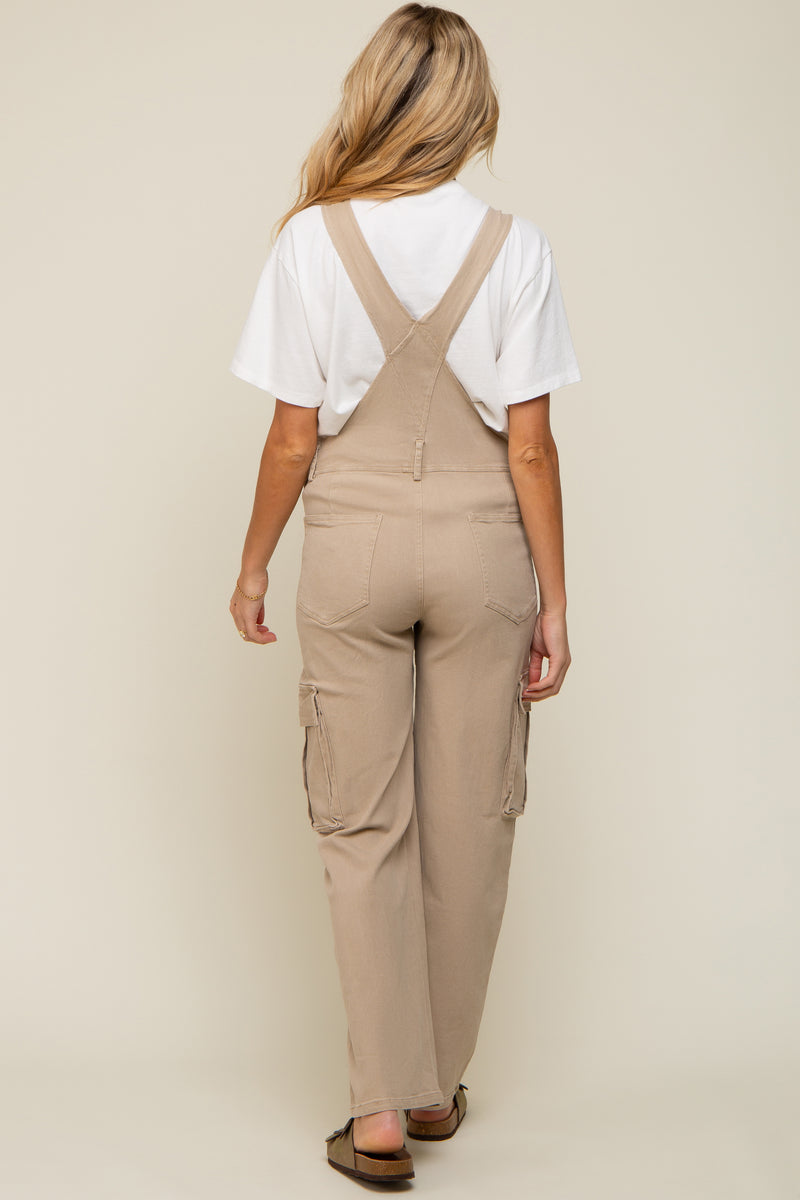 Beige Cargo Pocket Maternity Denim Overalls – PinkBlush