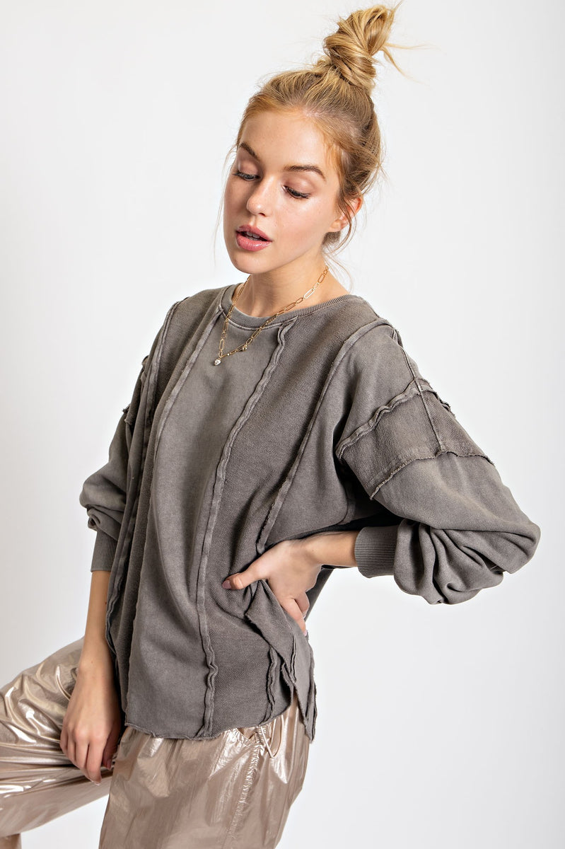 Ash Mineral Washed Terry Pullover – PinkBlush