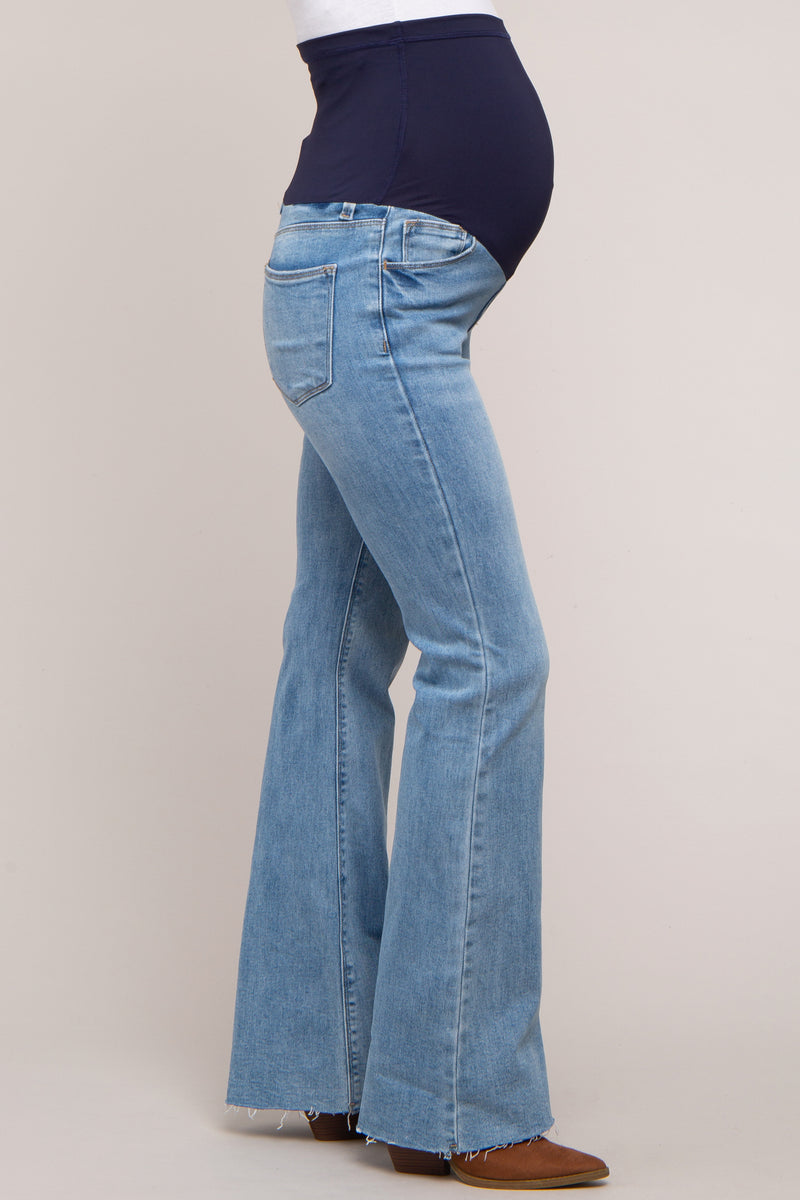 Blue Bootcut Raw Hem Maternity Jeans – PinkBlush