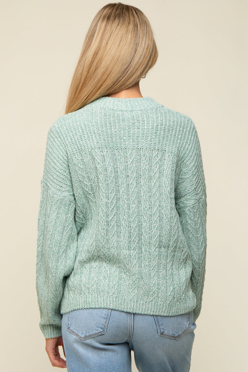 Mint Green Cable Knit Maternity Sweater– PinkBlush