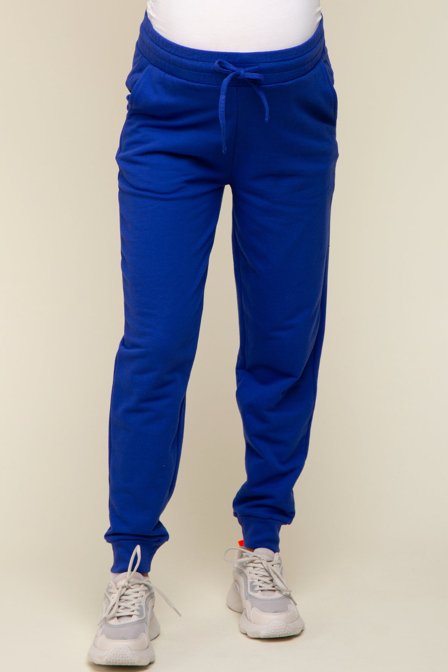 Royal Blue Basic Drawstring Maternity Sweatpants– PinkBlush