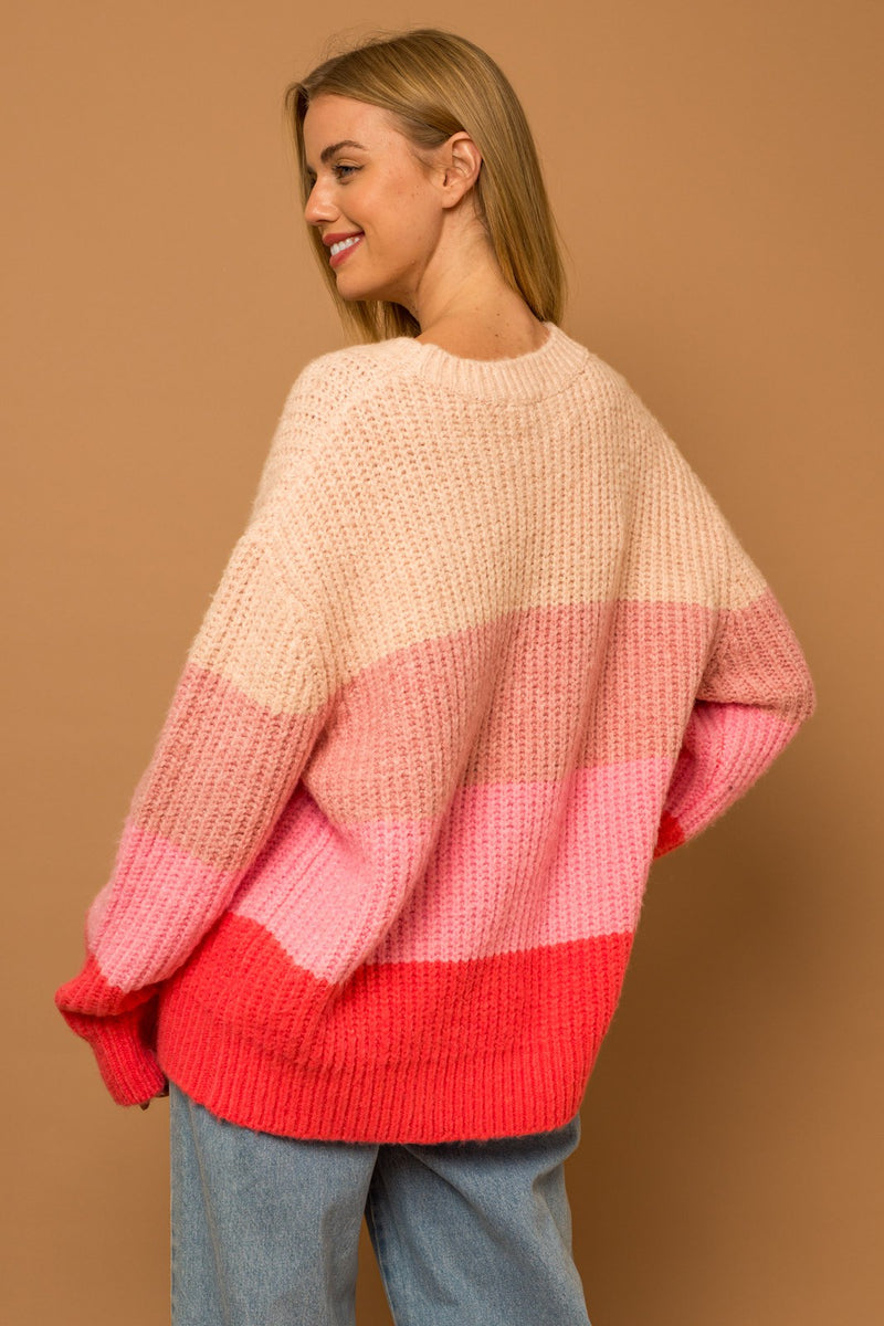 Pink Striped Knit Sweater – PinkBlush