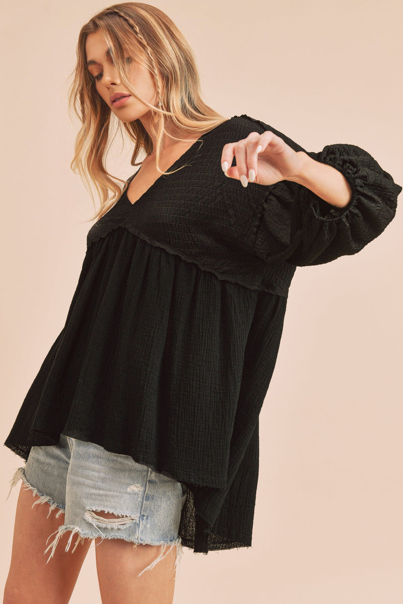 Black Flowy Top– PinkBlush