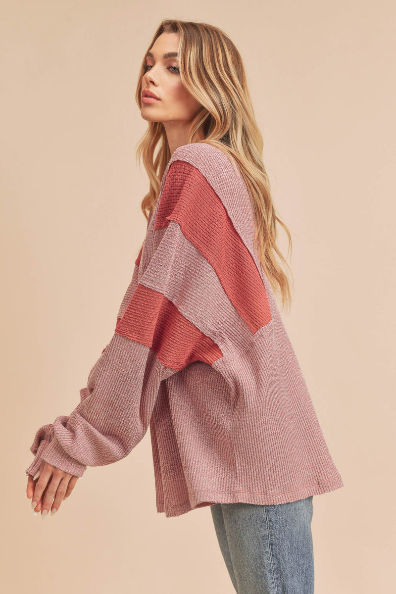 Mauve Colorblock Top – PinkBlush