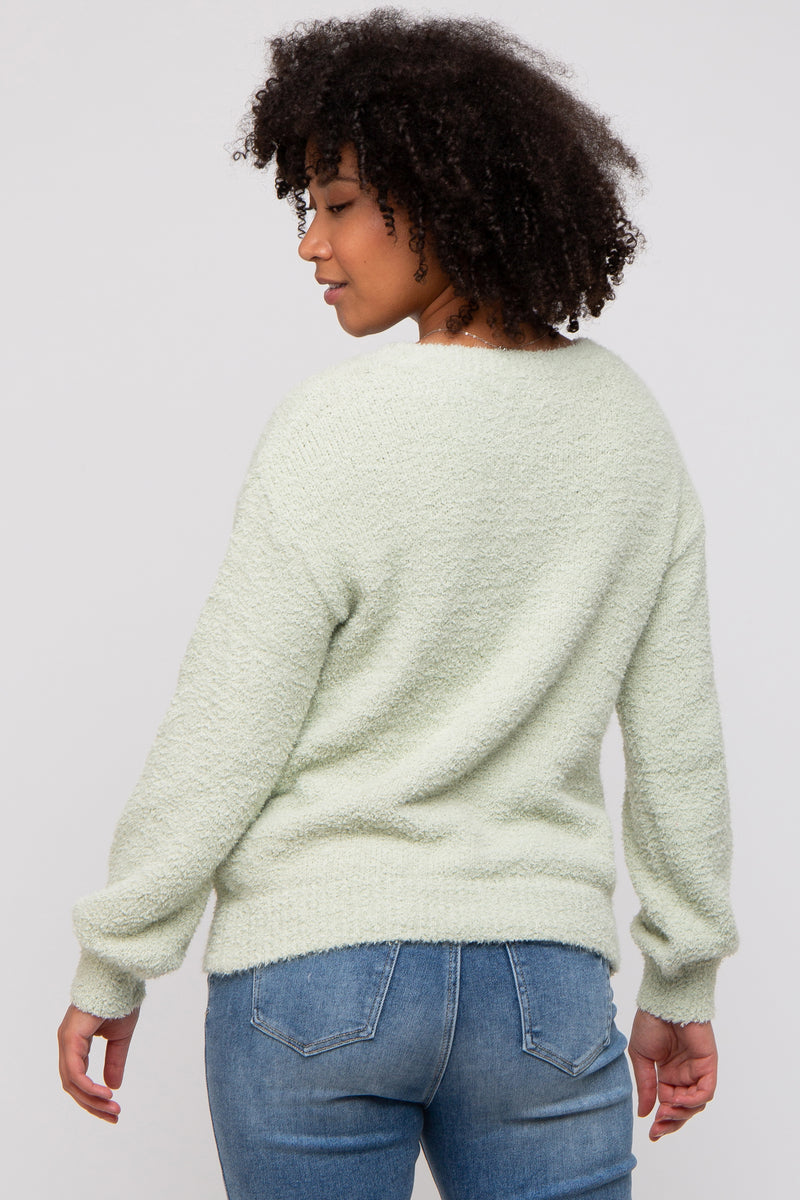 Mint Green Fuzzy Soft Knit Sweater– PinkBlush
