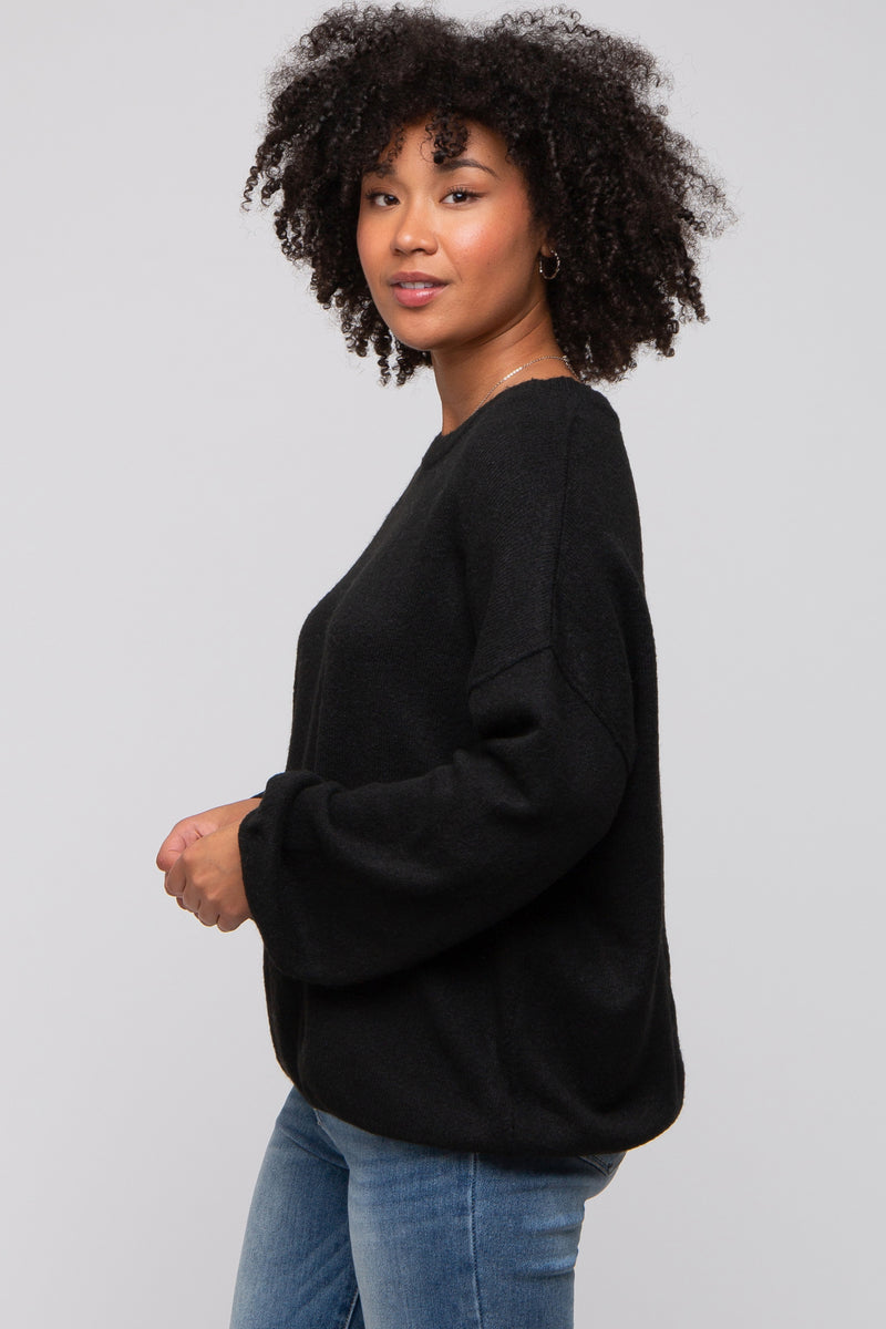 Black Basic Drop Shoulder Sweater – PinkBlush