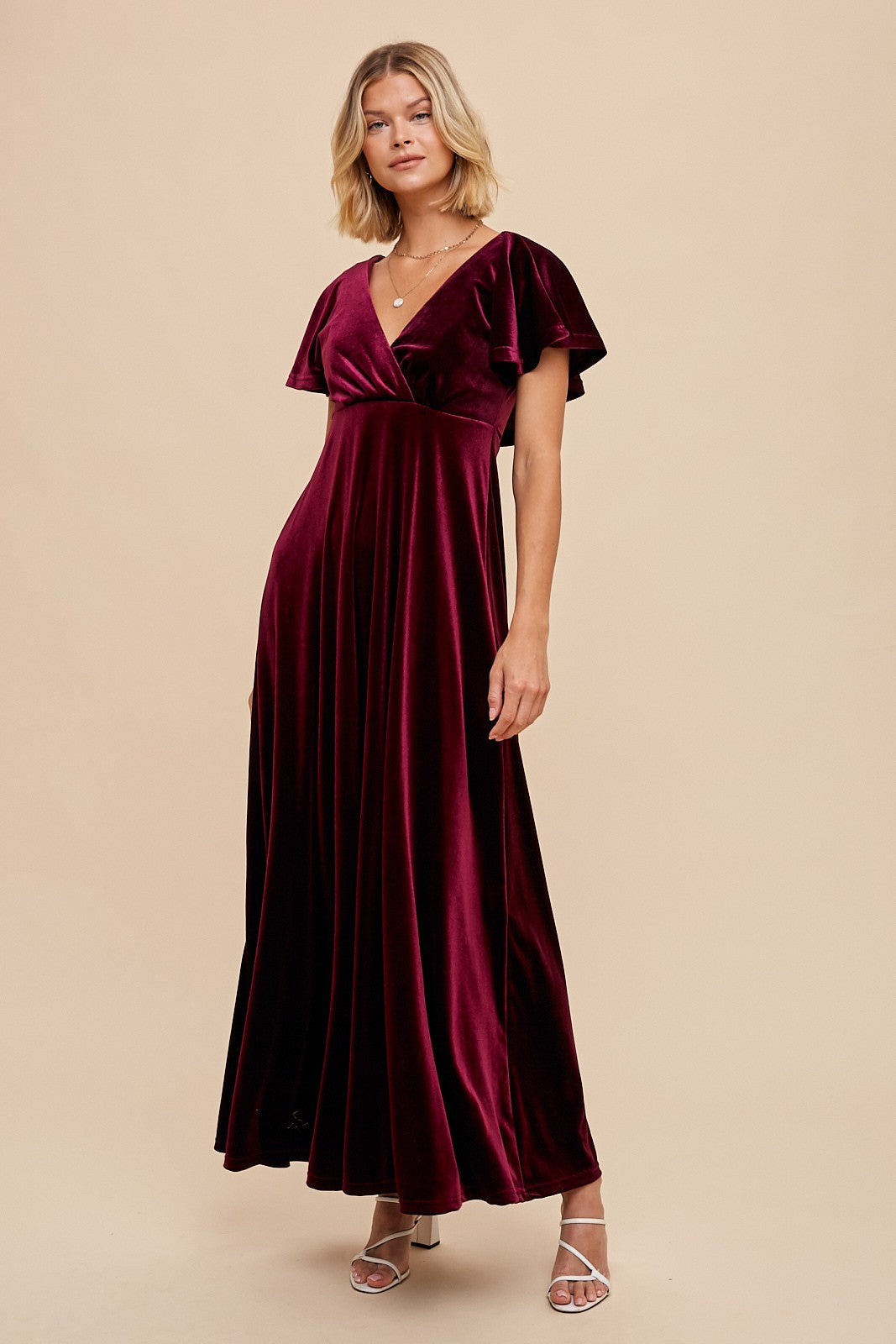 Burgundy Velvet Maxi Dress– PinkBlush