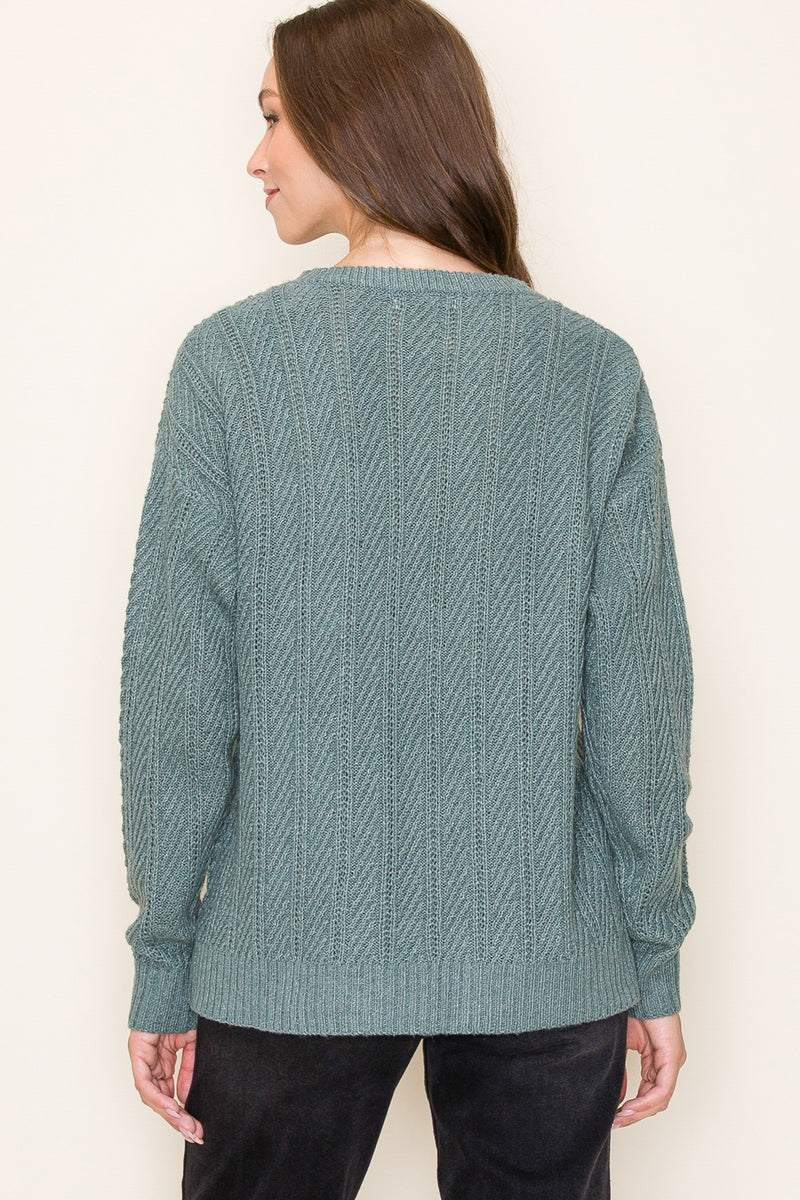Olive Pattern Knit Sweater– PinkBlush