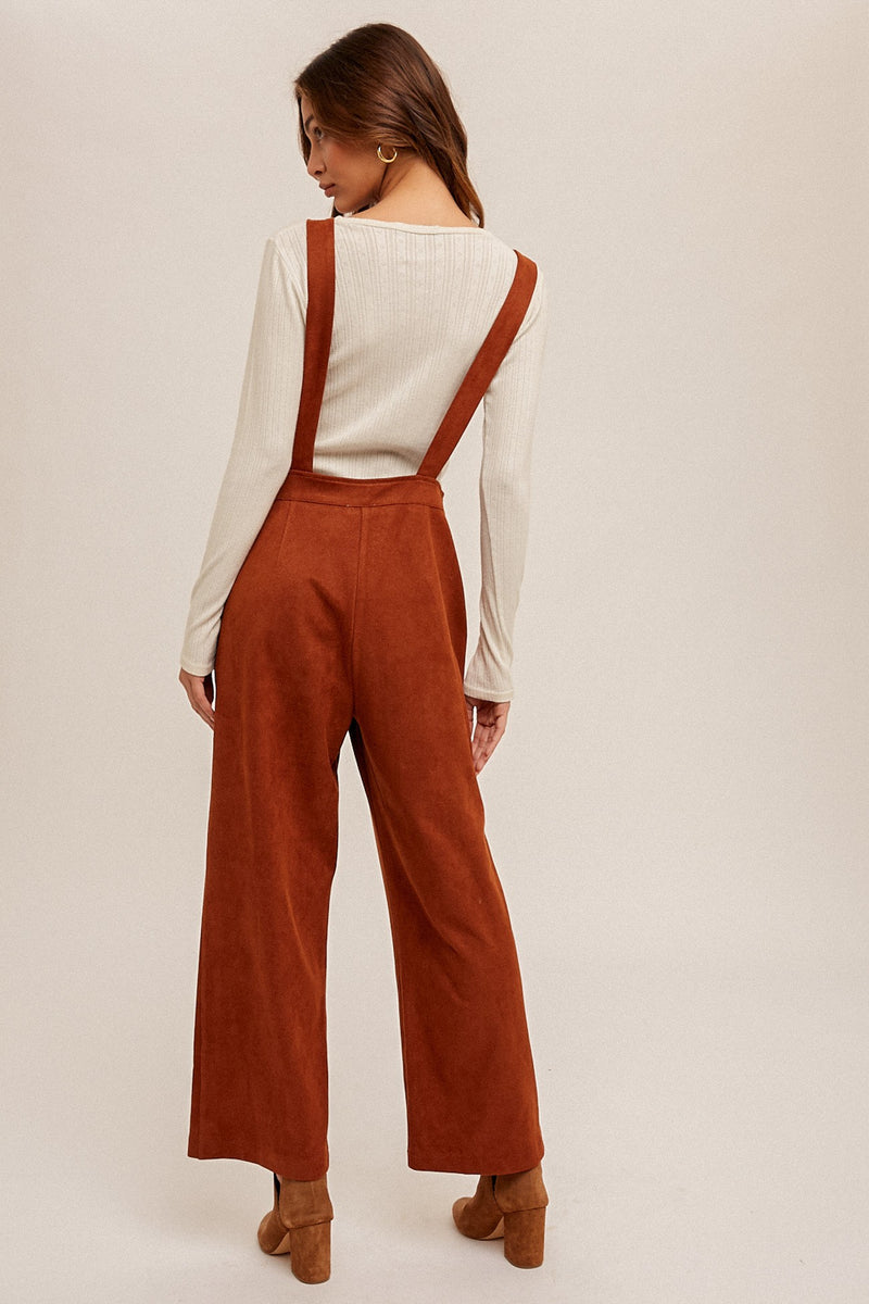 Rust Twill Suede Overall With Side Zipper – PinkBlush
