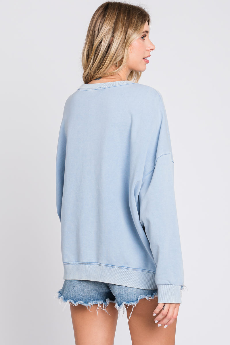 Blue Dropped Shoulder Sweatshirt – PinkBlush