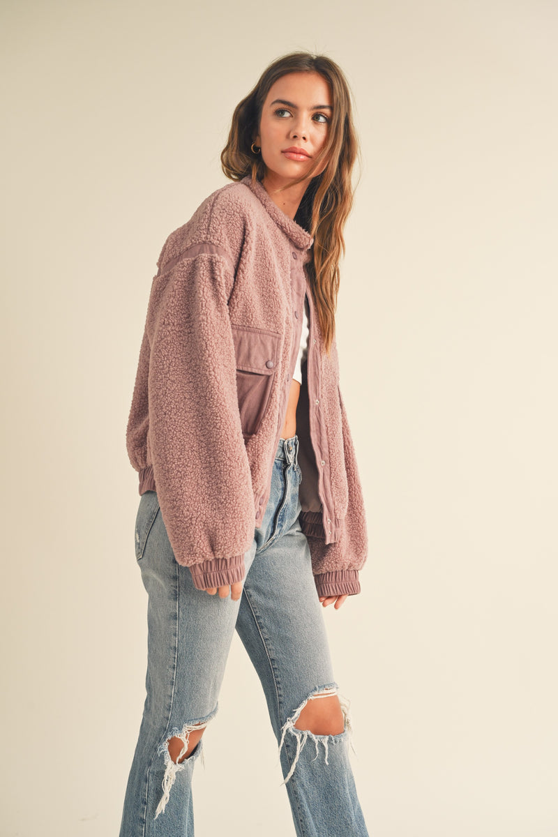 Dusty Rose Faux Fur Suede Contrast Jacket – PinkBlush